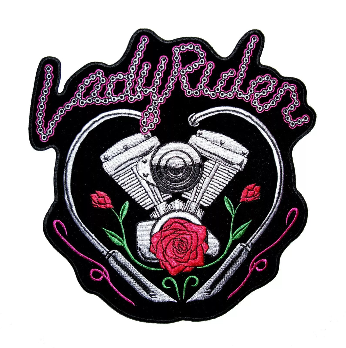 Lady Rider Rose Motorcycle Engine Patch | Victory Leathers| Victory ...