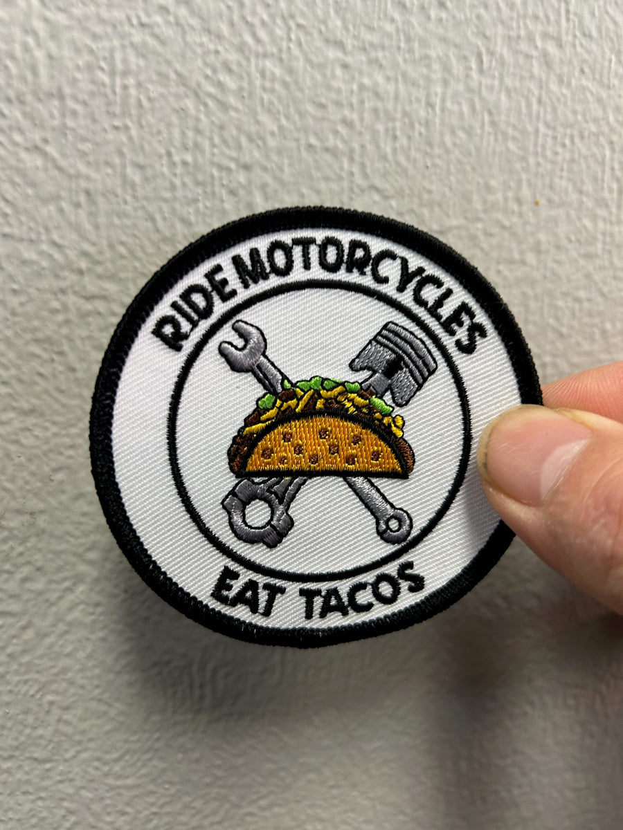 Ride motorcycles eat tacos patch | Victory Leathers| Victory Leathers