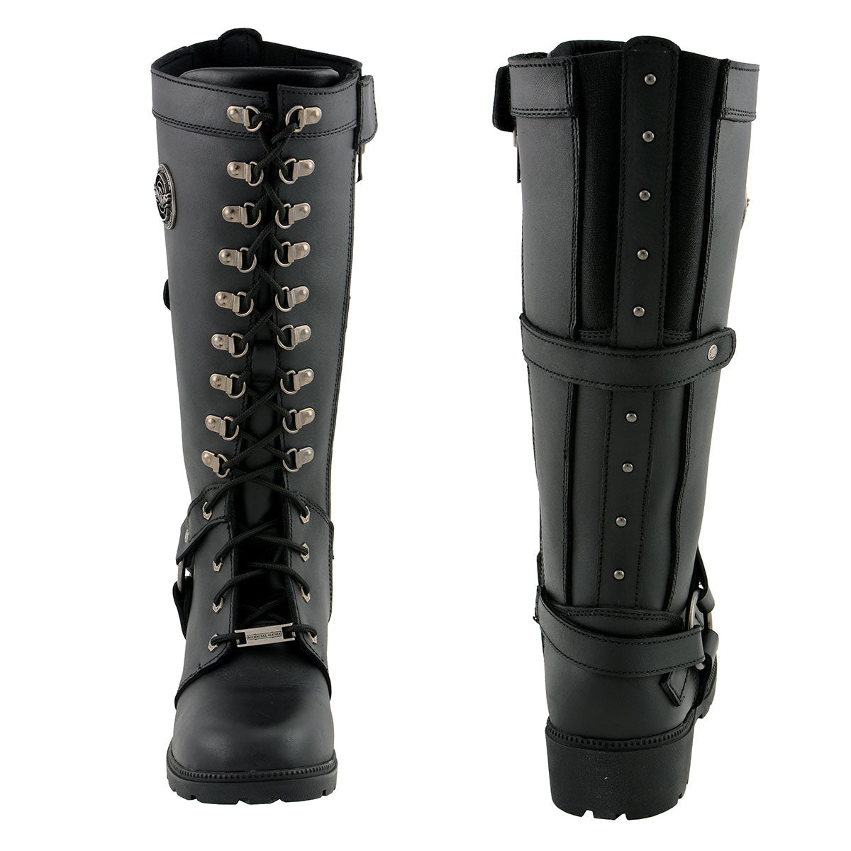 Milwaukee Leather MBL9380 Women's Black 'Jane' 15-inch Leather Combat ...