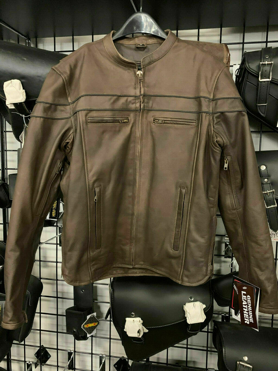 Men's Brown Leather Motorcycle Jacket | Victory Leathers Jackets ...