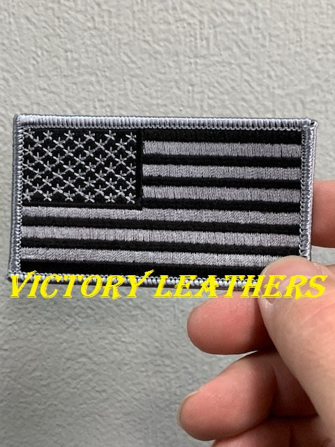 Silver & Black American Flag Patch | Victory Leathers| Victory Leathers